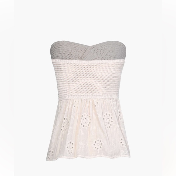 MICAS | Tops | Knot Front Knit Embroidered Tube Top Micas | Poshmark